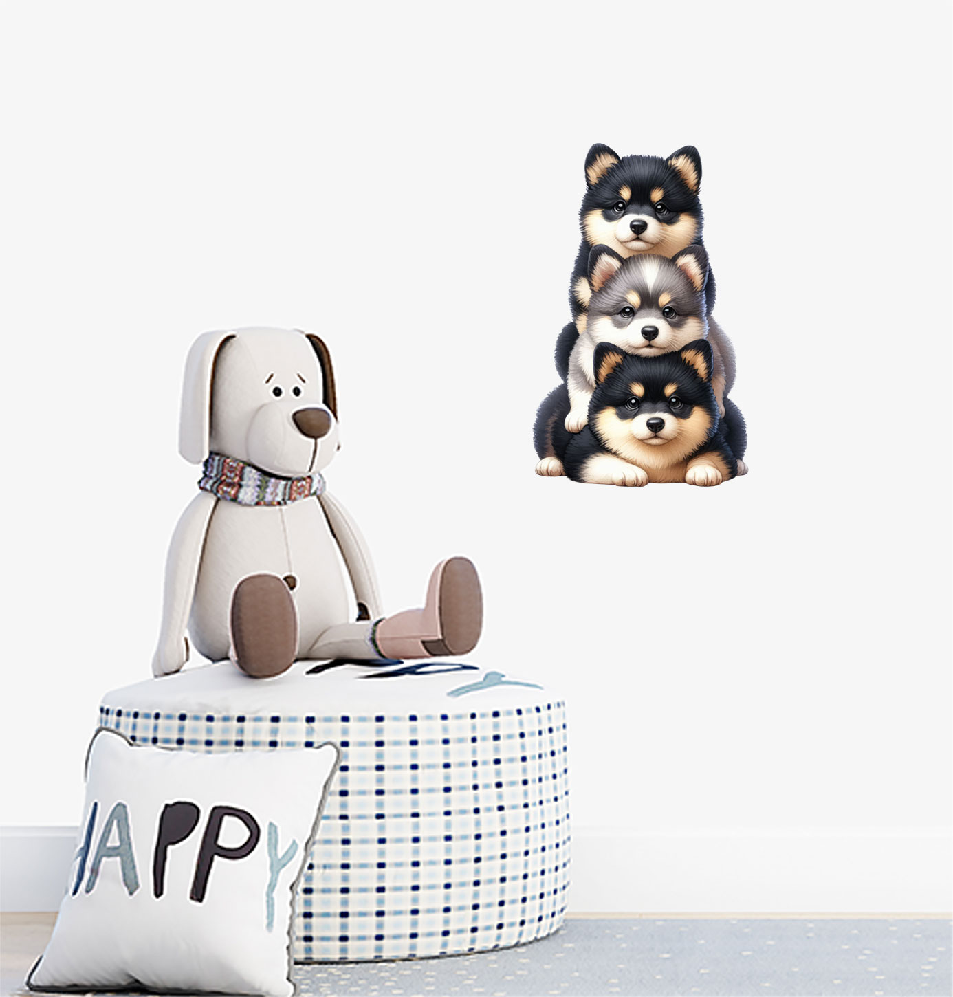 Stack Of Dogs Wall Art Nursery Colourful Van Laptop Vinyl Sticker ...